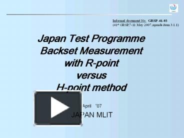 Japan Test Programme Backset Measurement with R-point versus H-point ...