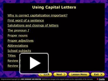 Using Capital Letters presentation | free to view