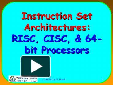 Instruction Set Architectures: RISC, CISC, presentation | free to download