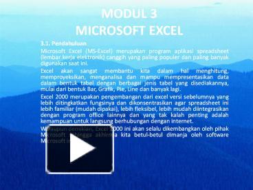 PPT – MODUL 3 MICROSOFT EXCEL PowerPoint presentation | free to ...