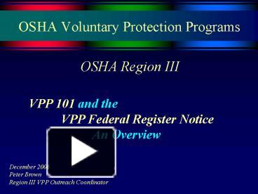 OSHA Voluntary Protection Programs presentation | free to view