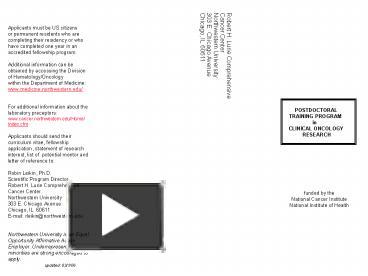 POSTDOCTORAL presentation | free to view
