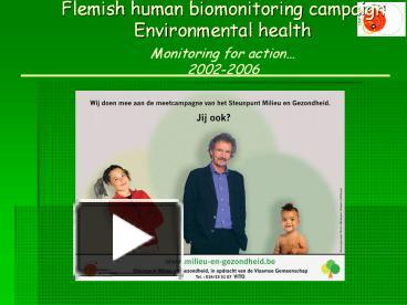 Flemish human biomonitoring campaign presentation | free to download