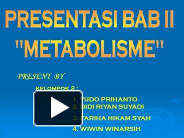 PPT – METABOLISME PowerPoint presentation | free to download - id ...