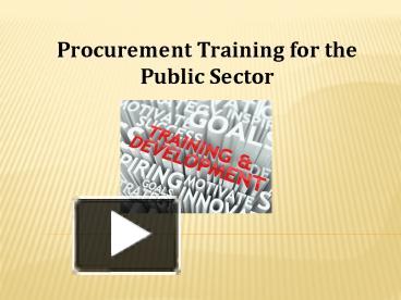 Procurement Training for the Public Sector presentation | free to download