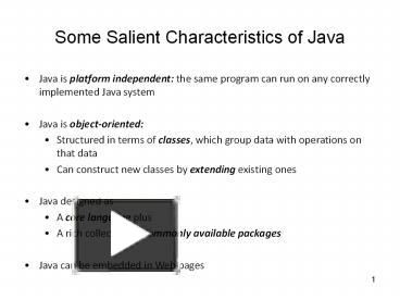PPT – Some Salient Characteristics of Java PowerPoint presentation ...