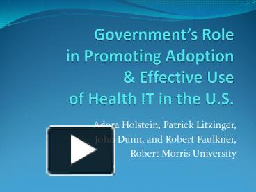 Governments Role in Promoting Adoption presentation | free to view