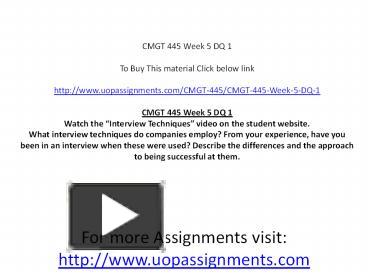 PPT – CMGT 445 Week 5 DQ 1 PowerPoint presentation | free to download ...