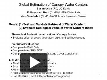 PPT – Global Estimation of Canopy Water Content PowerPoint presentation ...