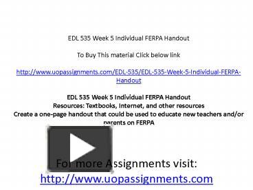 PPT – EDL 535 Week 5 Individual FERPA Handout PowerPoint presentation ...
