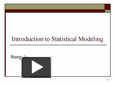 PPT – Introduction to Statistical Modeling PowerPoint presentation ...