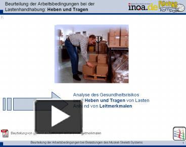 Beurteilung der Arbeitsbedingungen bei der Lastenhandhabung: Heben und ...