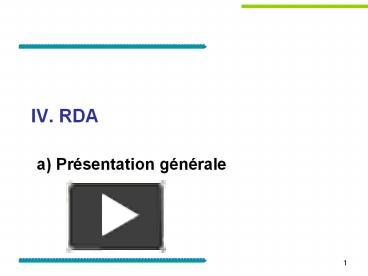 PPT – IV. RDA PowerPoint presentation | free to download - id: 7c36ae-MWEwZ