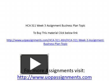 PPT – HCA 311 Week 3 Assignment Business Plan Topic PowerPoint ...