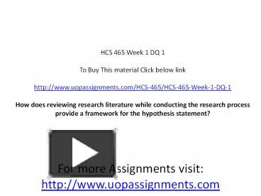 PPT – HCS 465 Week 1 DQ 1 PowerPoint presentation | free to download ...