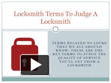 PPT – Technical Terms in Locksmithing PowerPoint presentation | free to ...