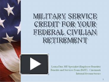MILITARY Service credit for your federal civilian retirement ...