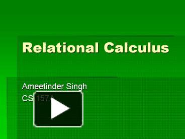 Relational Calculus presentation | free to view