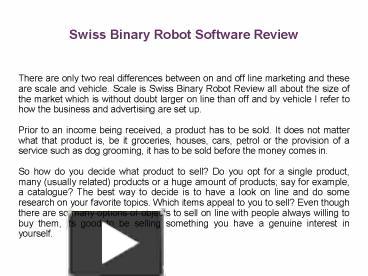 PPT – Swiss Binary Robot Review PowerPoint presentation | free to ...