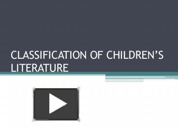 CLASSIFICATION OF CHILDREN presentation | free to download