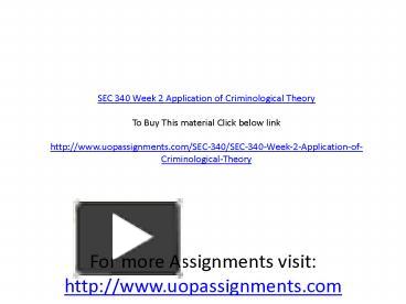 PPT – SEC 340 Week 2 Application of Criminological Theory PowerPoint ...