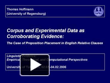 Corpus and Experimental Data as Corroborating Evidence: The Case of ...