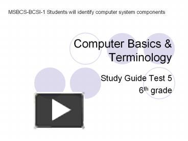 Computer Basics presentation | free to download