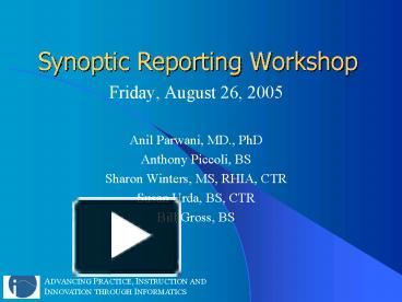 PPT – Synoptic Reporting Workshop PowerPoint presentation | free to ...