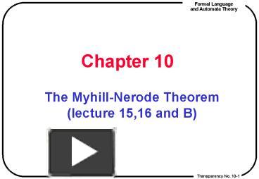The Myhill-Nerode Theorem (lecture 15,16 and B) presentation | free to view
