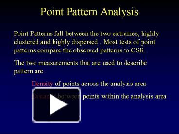 Point Pattern Analysis presentation | free to view