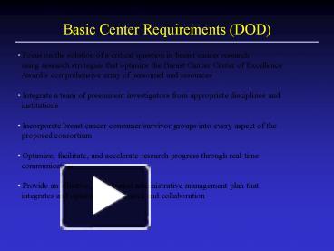 Basic Center Requirements DOD presentation | free to view