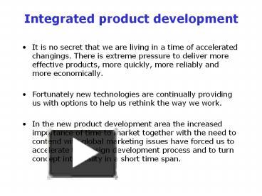 Integrated product development presentation | free to download