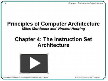 PPT – Principles of Computer Architecture Miles Murdocca and Vincent ...