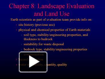 Chapter 8: Landscape Evaluation and Land Use presentation | free to ...