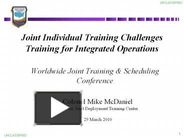 PPT – Joint Individual Training Challenges Training for Integrated ...