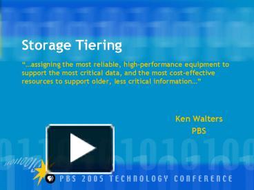 Storage Tiering presentation | free to view