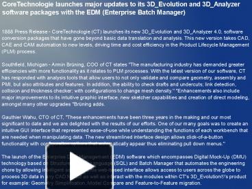 CoreTechnologie launches major updates to its 3D_Evolution and 3D ...