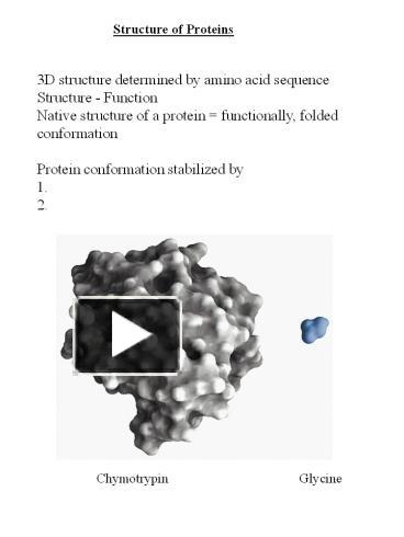 PPT – Structure of Proteins PowerPoint presentation | free to view - id ...
