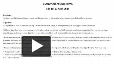 STANDARD ALGORITHMS presentation | free to download