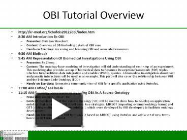 OBI Tutorial Overview presentation | free to view