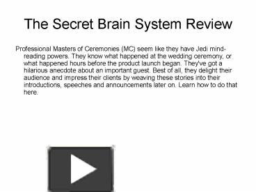 The Secret Brain System Review presentation | free to download
