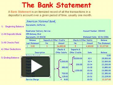 The Bank Statement presentation | free to download