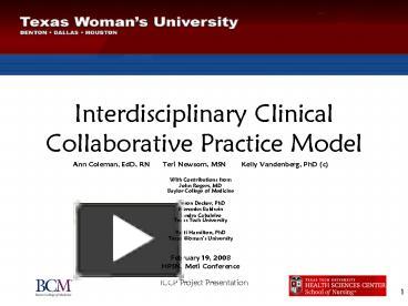 Interdisciplinary Clinical Collaborative Practice Model presentation ...