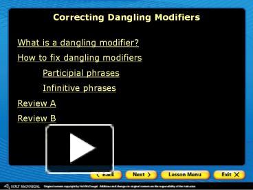 PPT – Correcting Dangling Modifiers PowerPoint presentation | free to ...