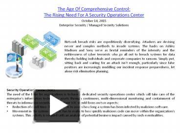 PPT – The Age Of Comprehensive Control: The Rising Need For A Security ...