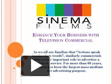 Enhance Your Business with Television Commercial presentation | free to ...