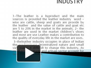 PPT – the leather industry PowerPoint presentation | free to download ...