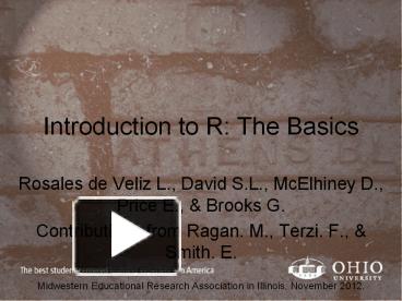 Introduction to R: The Basics presentation | free to download