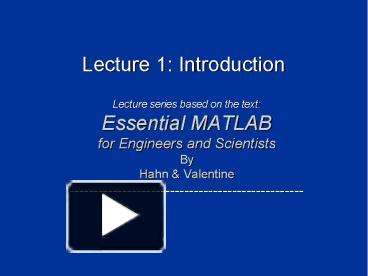 PPT – Lecture 1: Introduction PowerPoint presentation | free to ...
