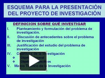 PPT – ESQUEMA PARA LA PRESENTACI PowerPoint presentation | free to ...